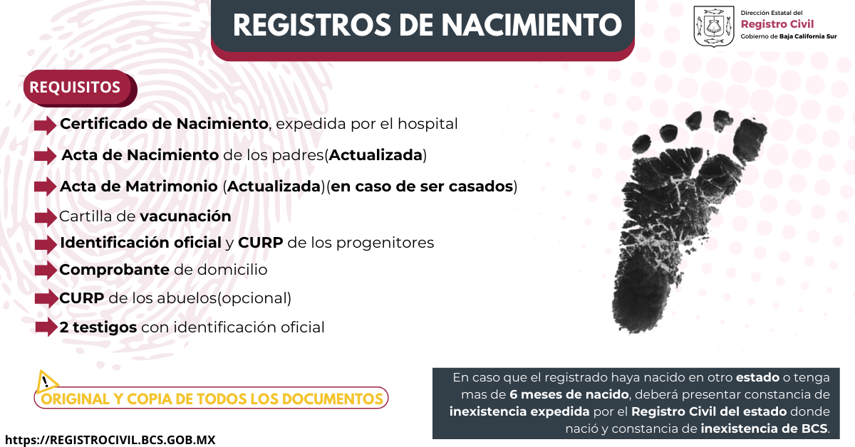 Registro de Nacimientos – Registro Civil del Estado de Baja California Sur